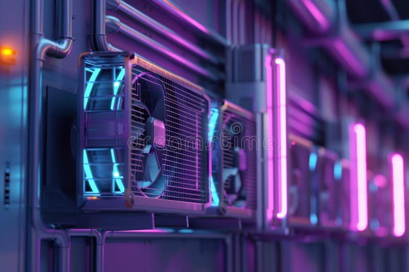 Advanced Condenser Unit with AIdriven Temperature Control Glowing with ...