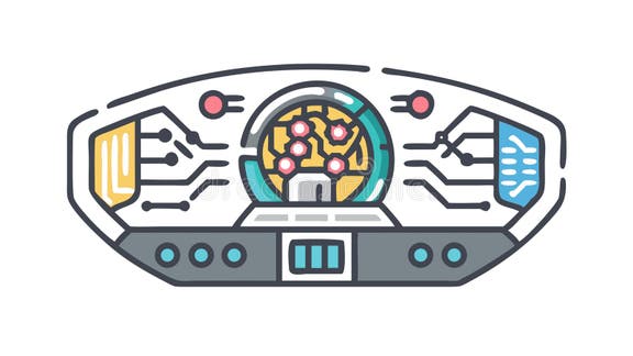Advanced Control Panel with Brain Illustration, Vector Design ...