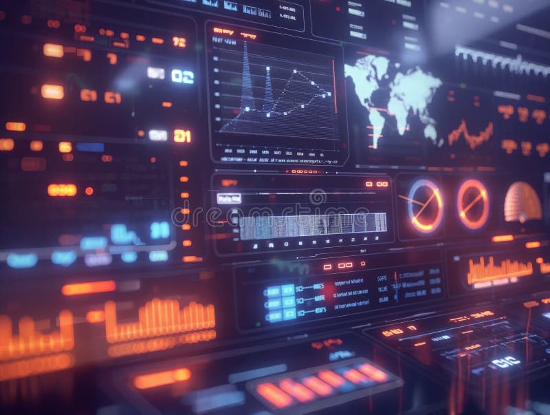 High Tech Futuristic Control Panel Glowing Graphs Stock Photos - Free & Royalty-Free Stock ...