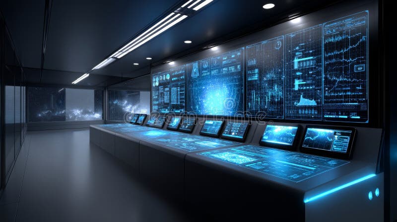 A Futuristic Command Center S Interior, or the Control Room of a Spy ...