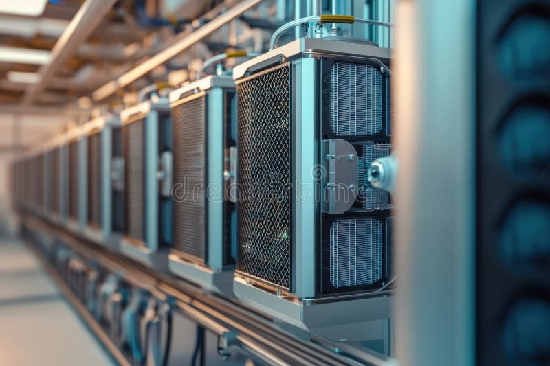 High-tech Cooling Systems Lined Up in a Modern Data Center Setting ...