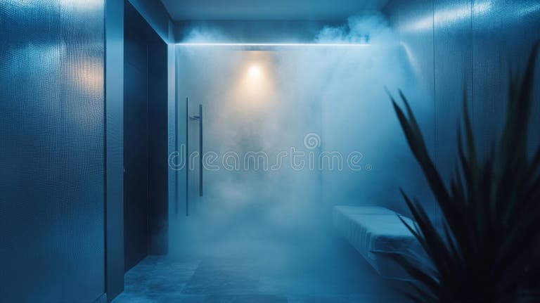 Advanced Cryotherapy Chamber with Cold Mist in High-Tech Setting Stock ...