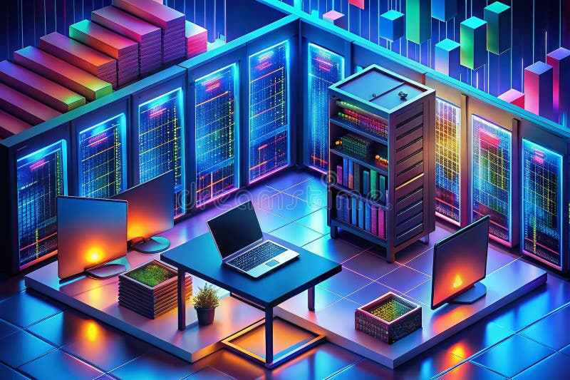 Advanced Crypto Exchange Server Room DronesEye View of a Modern Fintech ...