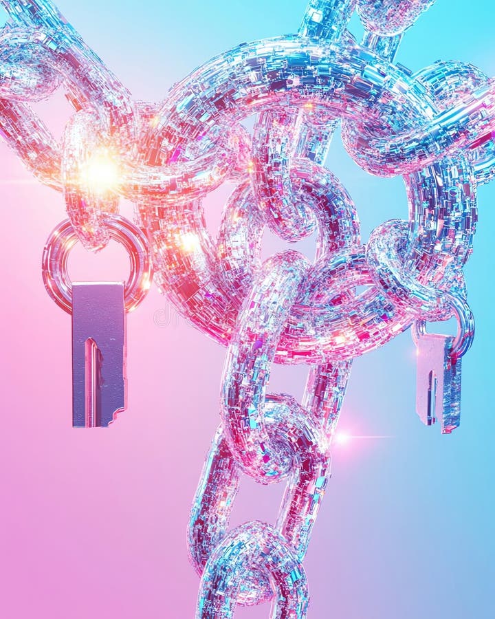 Advanced Cryptography, a Neon-glowing Blockchain Network Concept ...