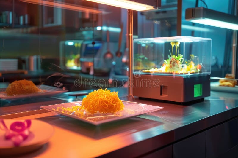 Advanced Culinary Technology Enhancing Food Presentation with Bright ...