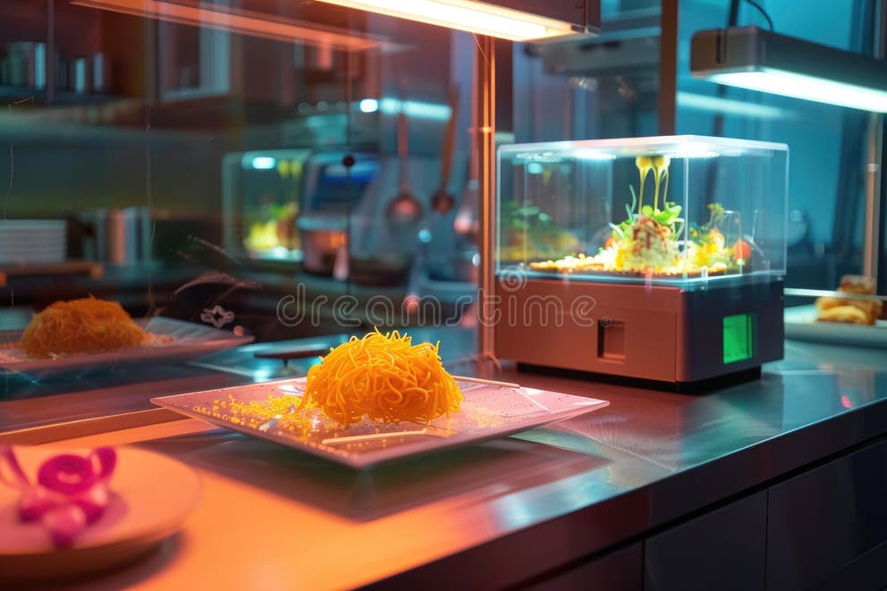 Advanced Culinary Technology Enhancing Food Presentation with Bright ...