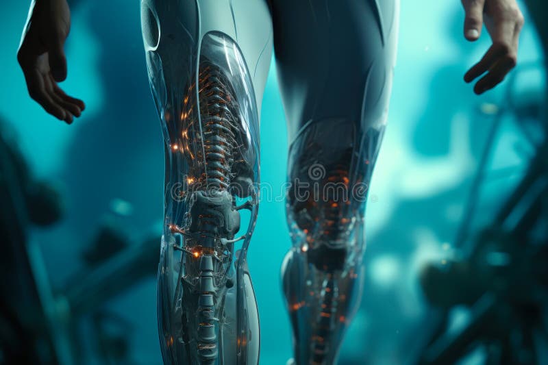 Advanced Cyber Human Leg Technology Concept. Generative Ai Stock Image ...