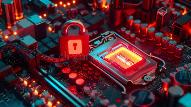 Advanced Cybersecurity Concept with Encrypted Chip. Generative Ai Stock ...