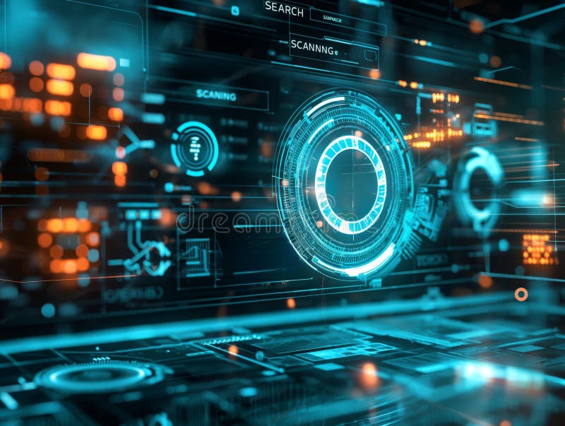 Futuristic Blue Holographic Interface Stock Image - Image of circular ...