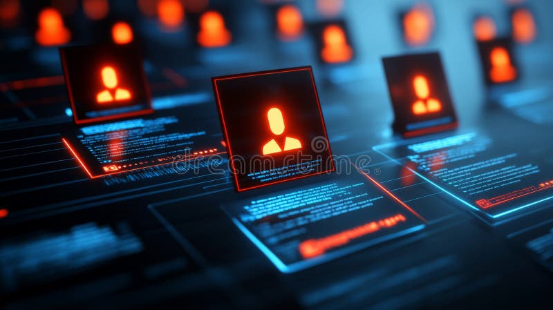 Advanced Cybersecurity Network Interface with Glowing Digital Screens ...