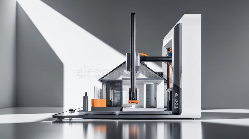 Advanced 3D Printer Creating Detailed Architectural Model of a Small ...
