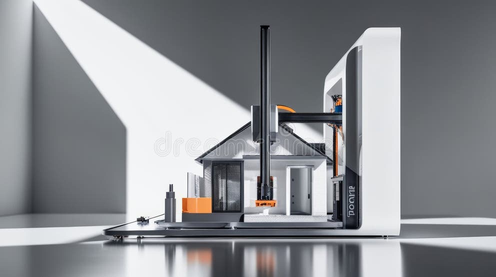 Advanced 3D Printer Creating Detailed Architectural Model of a Small ...