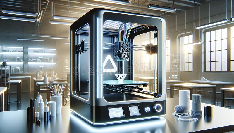 Advanced 3D Printer in a Creative Workshop Printing Complex Geometric ...