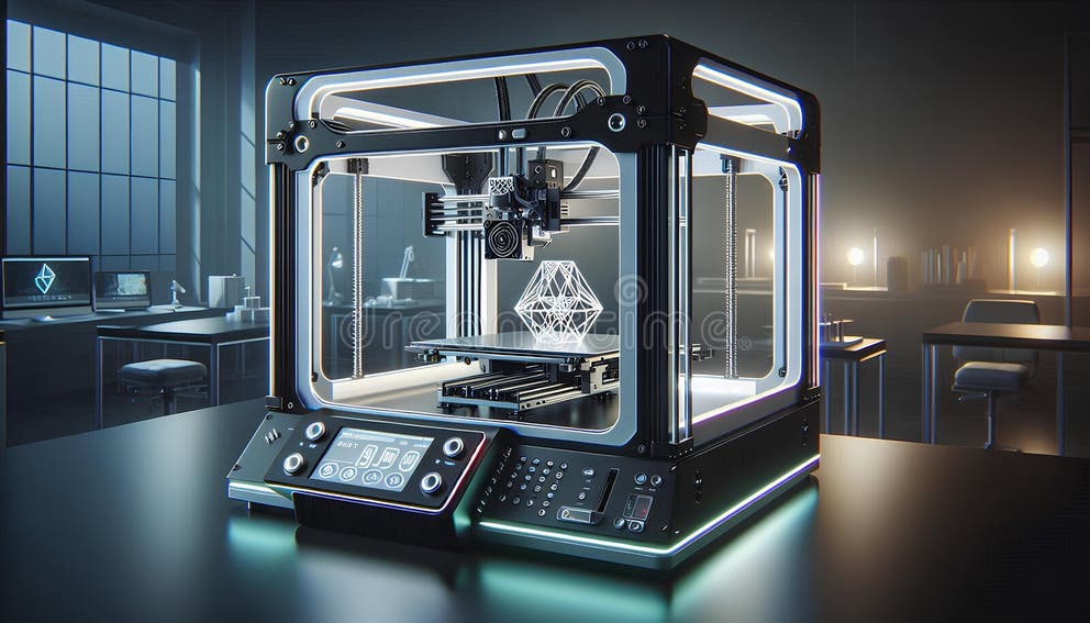 Advanced 3D Printer in a Creative Workshop Printing Complex Geometric ...