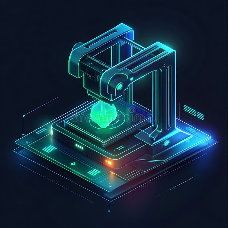 Advanced 3D Printer with Futuristic Design and Glowing Features in a ...