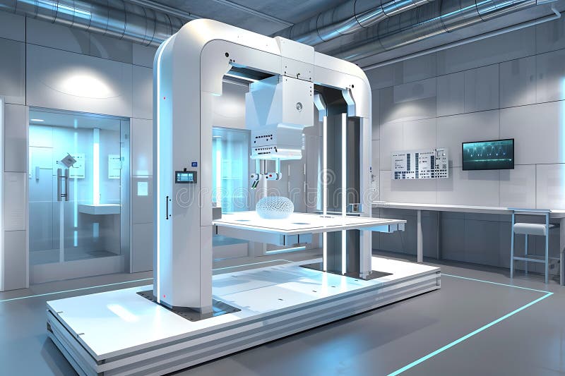 Advanced 3D Printing System in a Futuristic Laboratory Setting Stock Illustration - Illustration ...