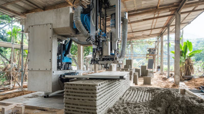 Advanced 3d Printing Technology in Construction Site Creating Concrete Stock Illustration ...
