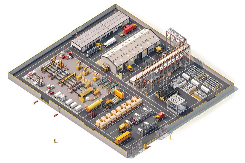 Advanced 3D Warehouse Design with Innovative Features Stock ...
