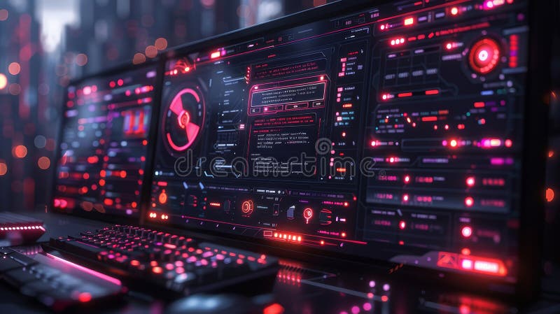 Advanced Dark Programming Interface Display on Dual Monitors with ...