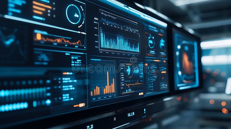 Advanced Data Analysis Display Showing Multiple Charts and Graphs Stock Illustration ...