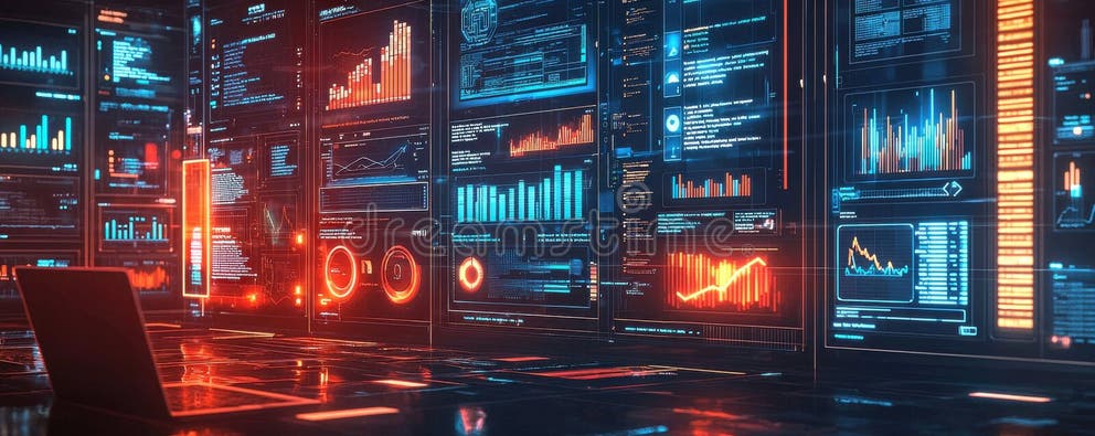 Advanced Data Analytics Dashboard with Futuristic AI Interface and Vibrant Visuals Stock Photo ...