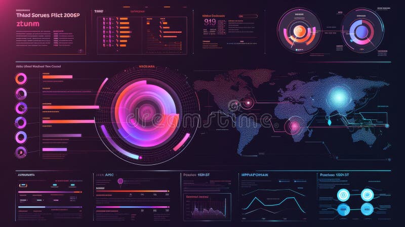 Futuristic Data Visualization Neon Financial Graphs Digital Analytics Cyber Aesthetics Stock ...