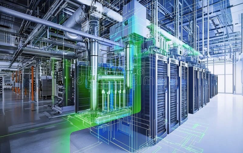 Advanced Data Center with Futuristic Cooling Systems and Server Racks ...