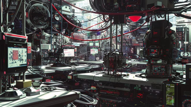 Advanced Data Center Interior with High-Tech Servers and Cables Stock ...