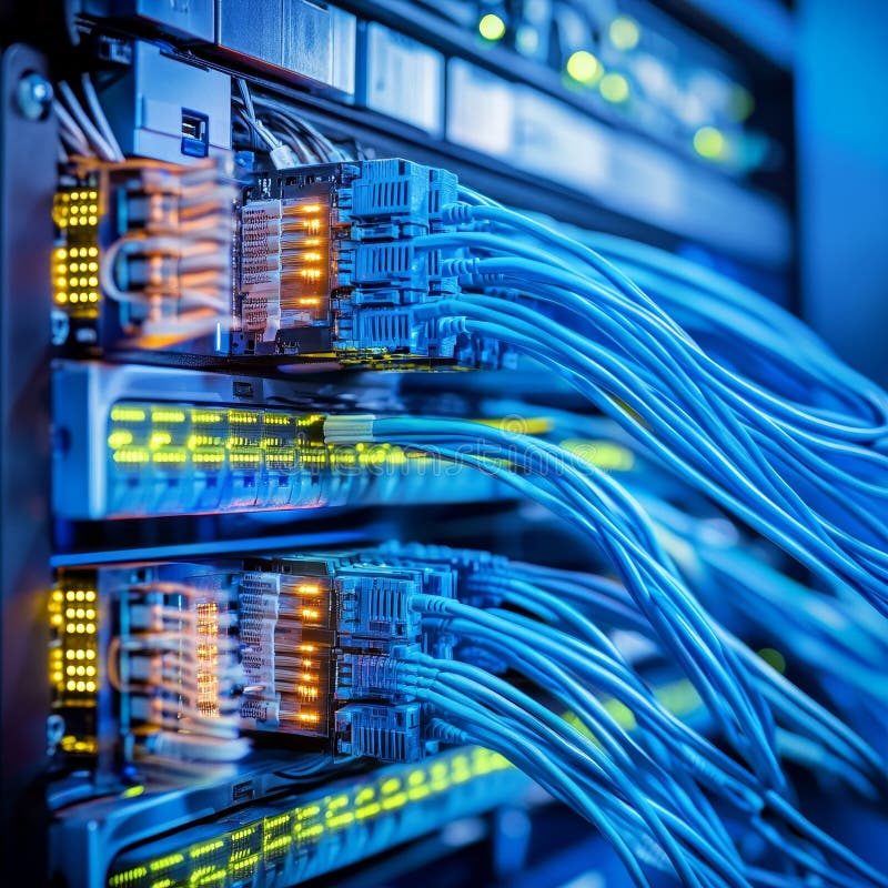 Advanced Data Center with Powerful Network Switches and Illuminated ...