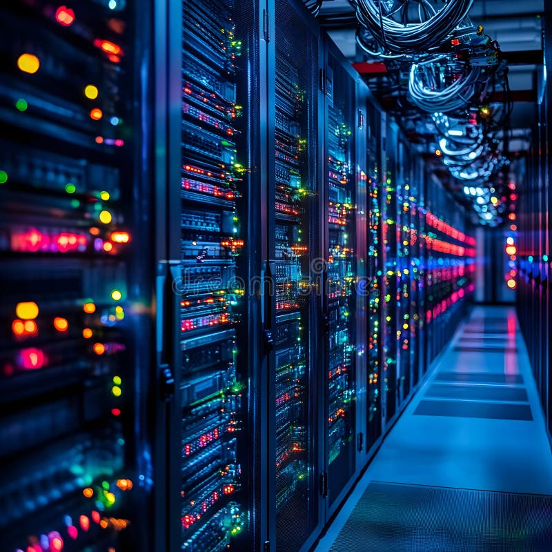 Advanced Data Center Server Racks with Illuminated Lights and Cable ...