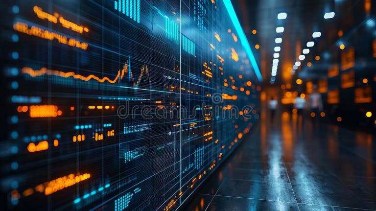 Advanced Data Visualization Display Featuring Graphs and Charts Stock ...