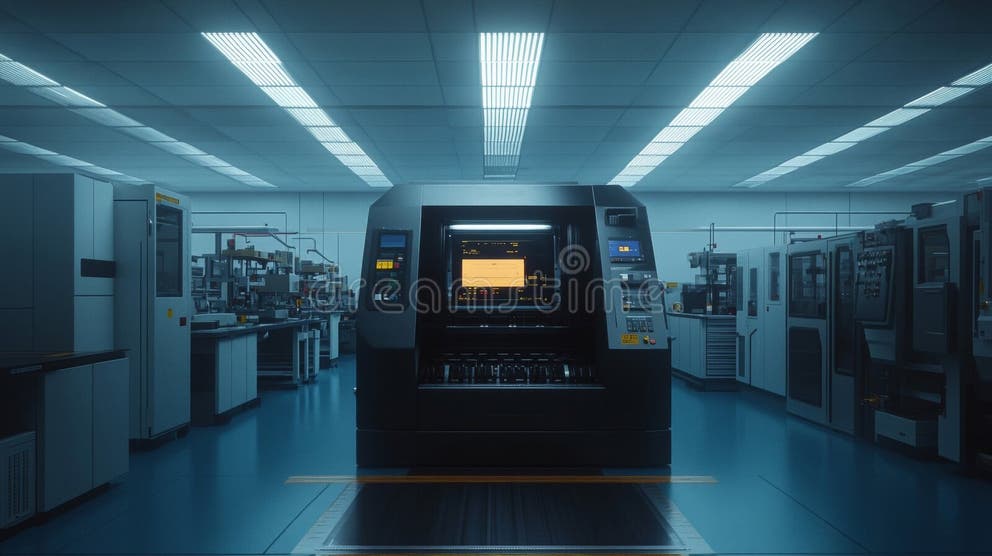 Advanced Die Bonder in a Modern Cleanroom Facility Stock Illustration ...