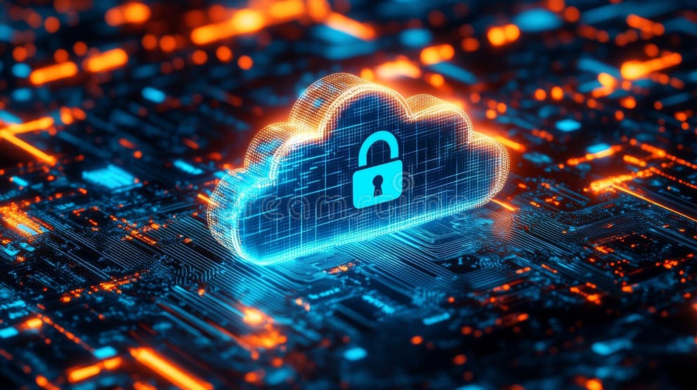 An Advanced Digital Artwork Presenting a Glowing Padlock Icon within a ...