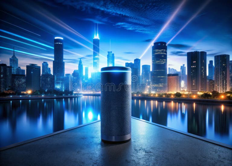 Advanced Digital Cityscape Voice Assistant Interface in a HighTech ...