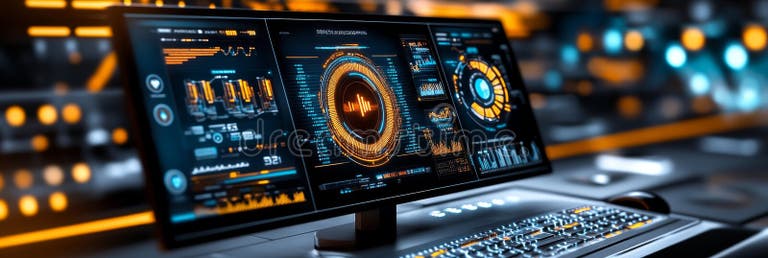 Advanced Digital Dashboard Display Futuristic Technology Data ...