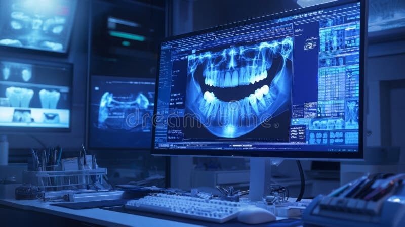 Advanced Digital Dentistry Setup Showcasing AI-supported Dental Imaging ...