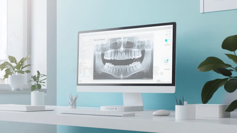 Advanced Digital Dentistry Tools Displaying an X-ray on a Modern Office ...