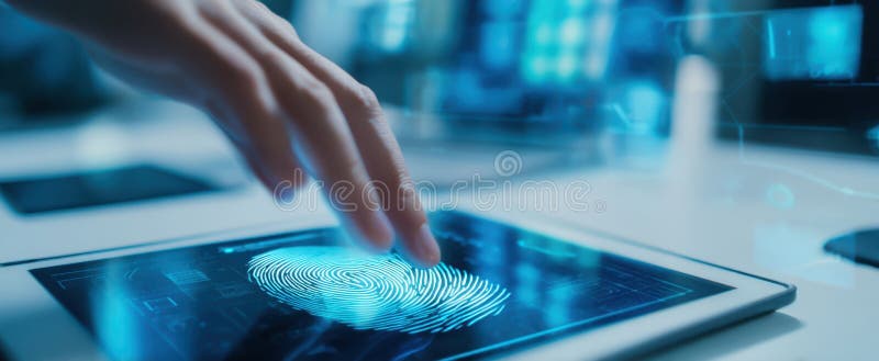 The Advanced Digital Fingerprint Scan on a Modern Tablet Device..AI ...