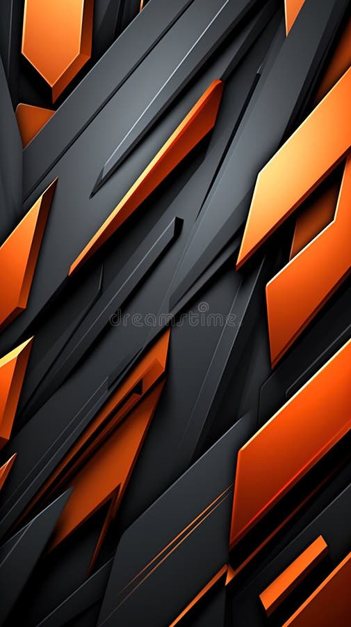 Advanced Digital Geometric Technology Orange and Black Background Stock ...
