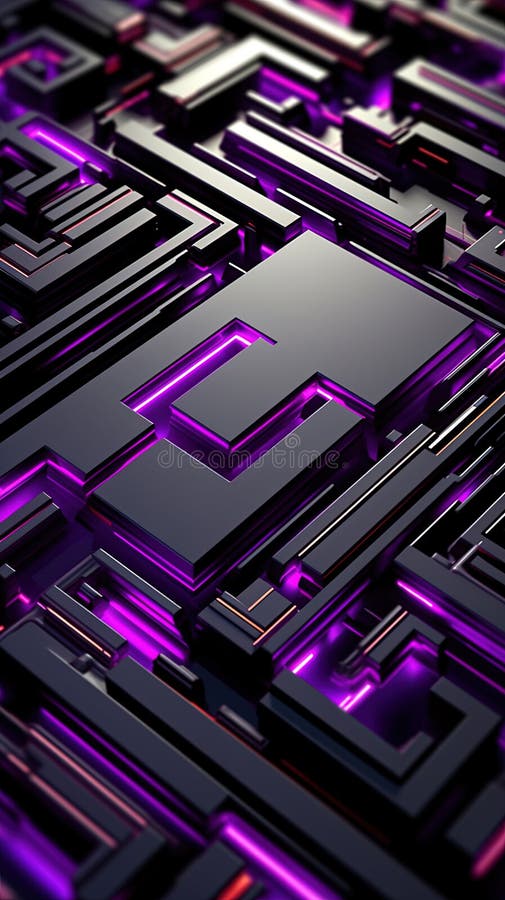 Advanced Digital Geometric Technology Purple and Grey Background Stock ...