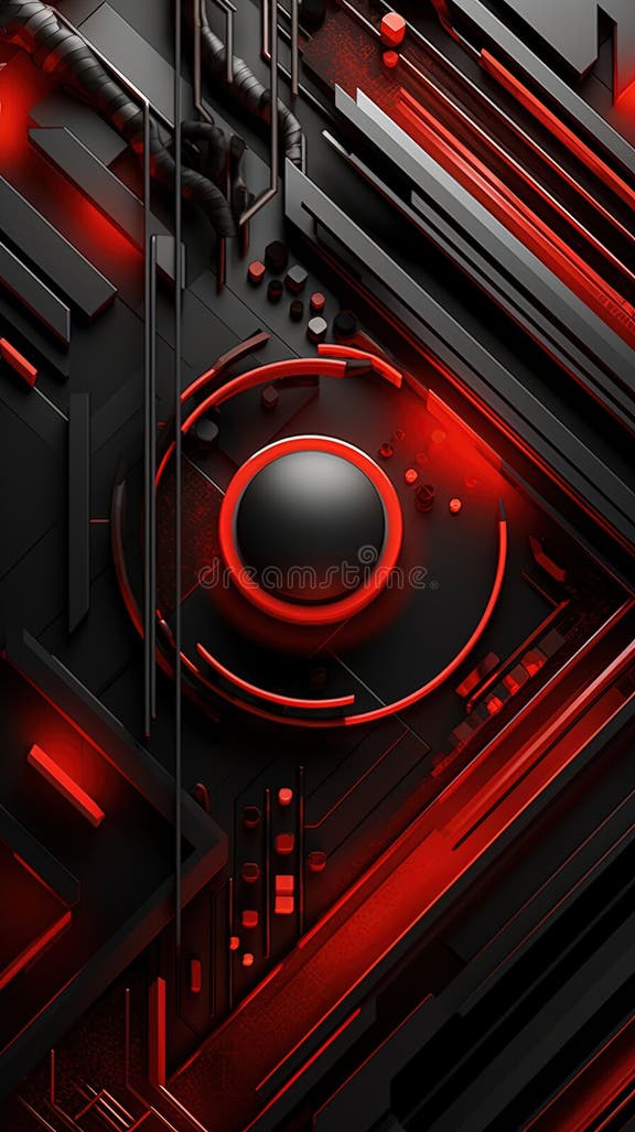 Advanced Digital Geometric Technology Red and Black Background Stock ...