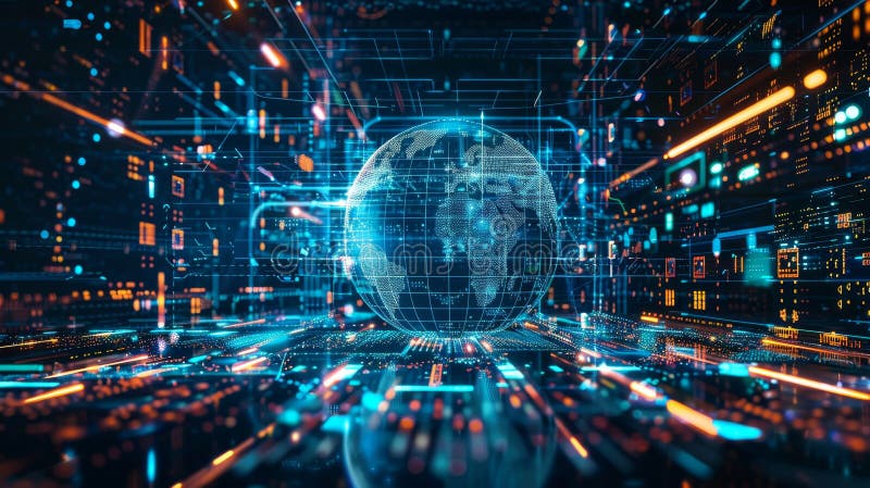 Advanced Digital Globe with Network Graphics Showcasing Global ...