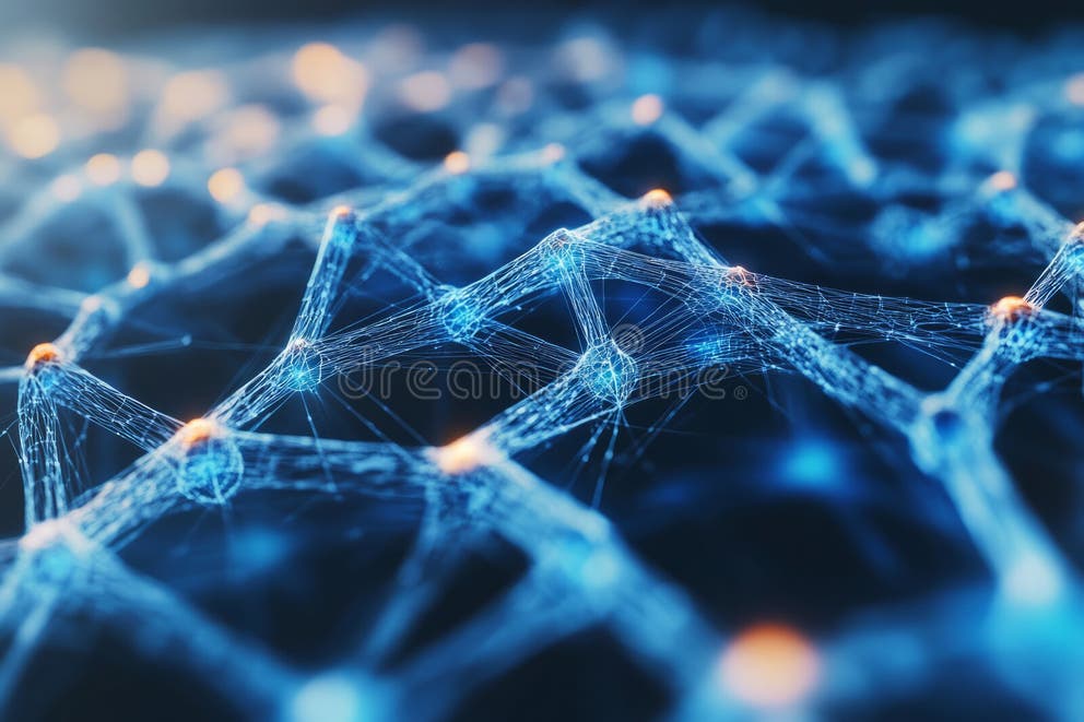 An Advanced Digital Grid Stretching Infinitely, Composed of Glowing ...