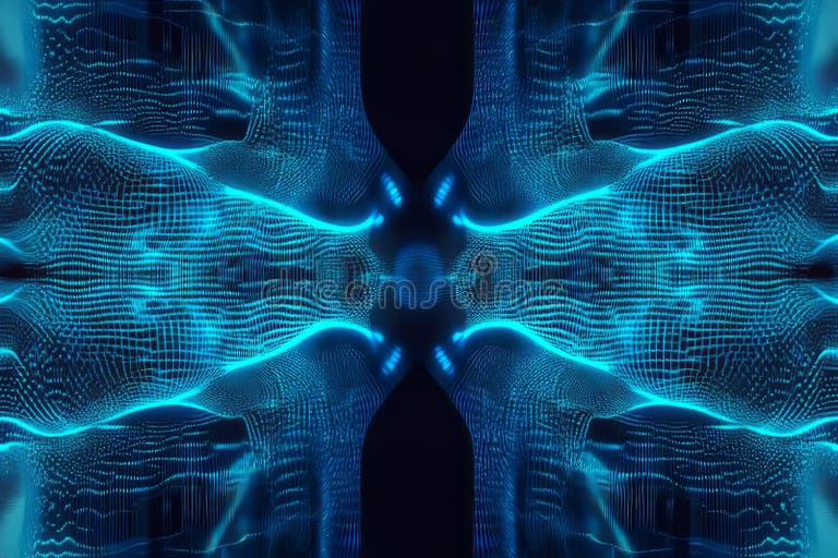 An Advanced Digital Grid Stretching Infinitely, Composed of Glowing ...