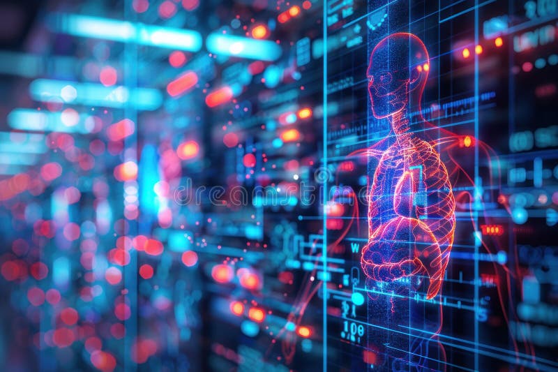 An Advanced Digital Interface Displays a Human Skeleton Anatomy on a ...