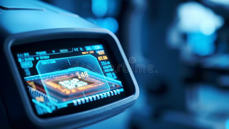 AI Futuristic Device with Glowing Data Screen Stock Video - Video of ...