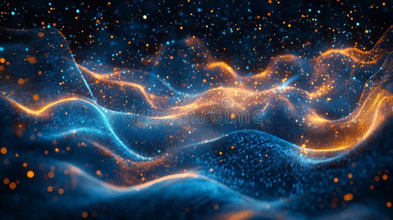 An Advanced Digital Network with Neon Lights and Shining Binary Code ...