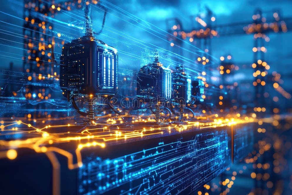 Advanced Digital Network Technology with Glowing Circuits in a Modern ...