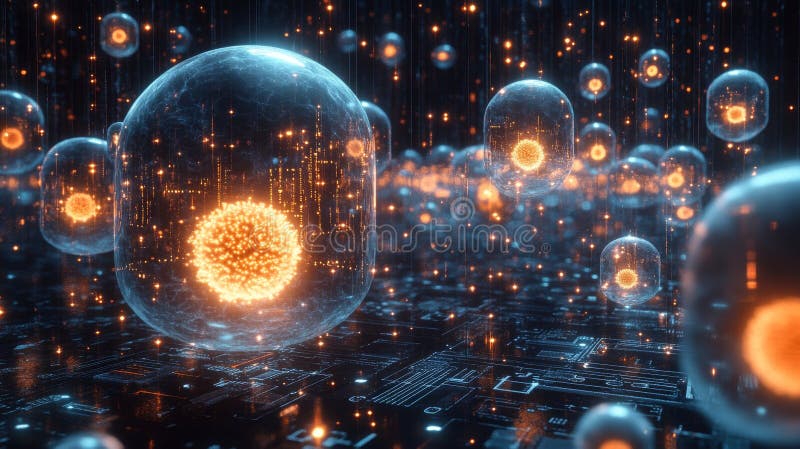 An Advanced Digital Portrayal of Glowing Cells Interlinked with ...