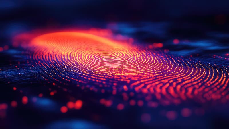 Advanced Digital Security with AI Fingerprint Matching Stock Illustration - Illustration of ...